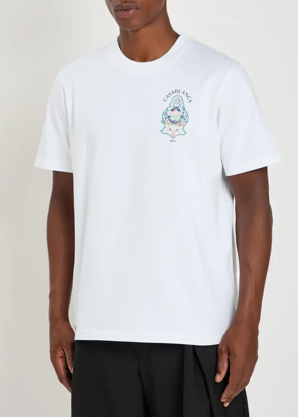 Casablanca Hotel Printed Cotton T-shirt - White