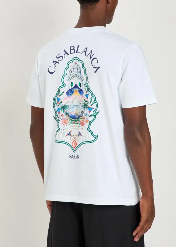 Casablanca Hotel Printed Cotton T-shirt - White