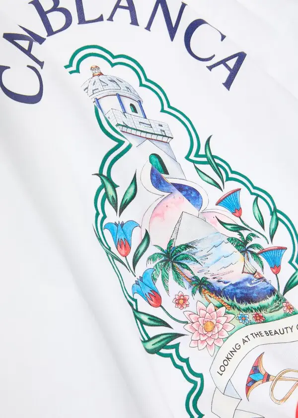 Casablanca Hotel Printed Cotton T-shirt - White