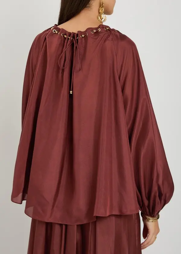 Zimmermann Aster Gathered Silk Blouse
