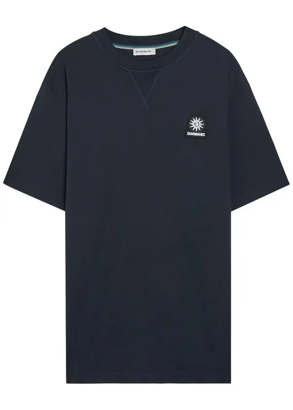 SANDBANKS Badge Appliquéd Cotton T-shirt - Navy