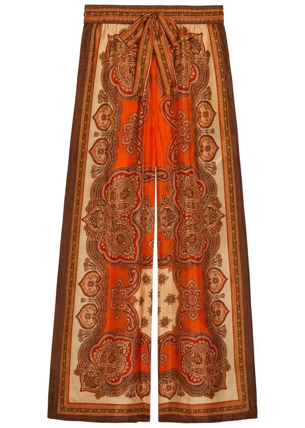 Zimmermann Mohan Wide-leg Silk Trousers - Orange