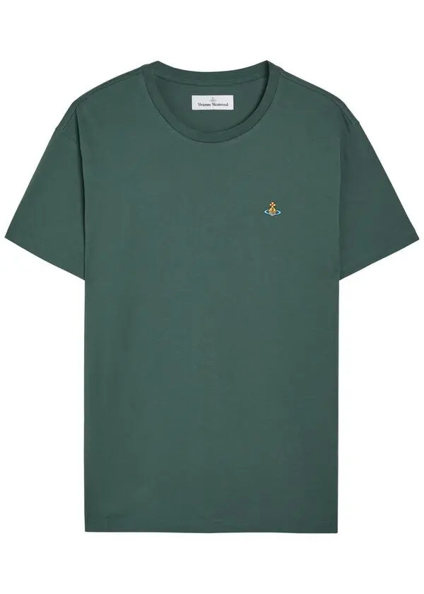 VIVIENNE WESTWOOD Classic Logo-embroidered Cotton T-shirt - Green