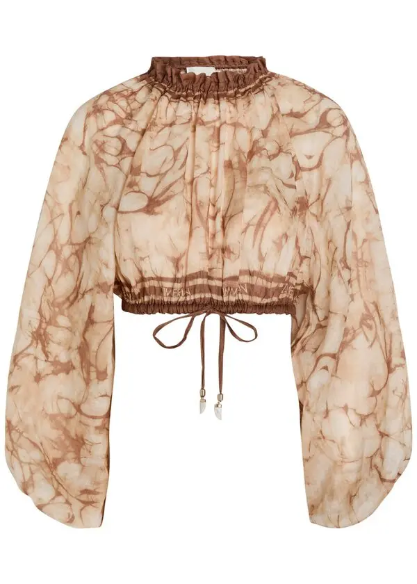 Zimmermann Indra Tie-dye Cropped Ramie Top