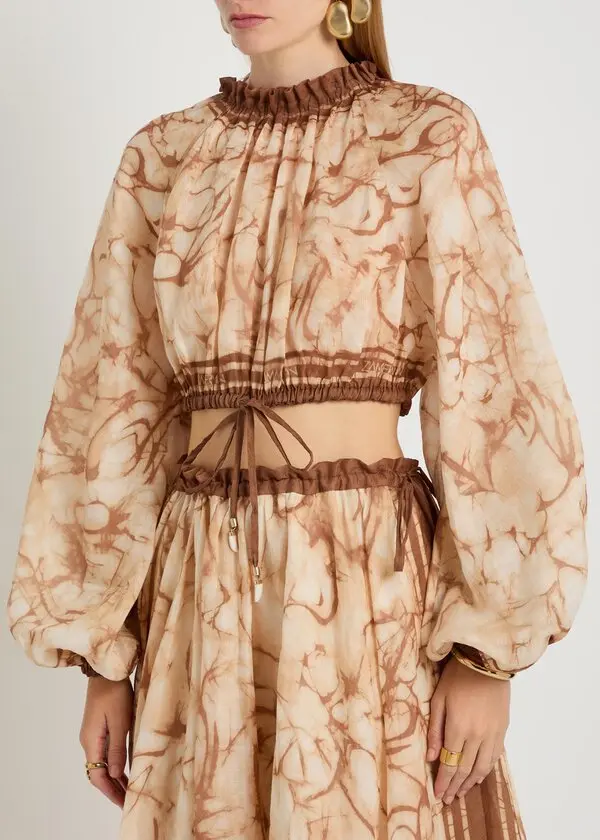 Zimmermann Indra Tie-dye Cropped Ramie Top