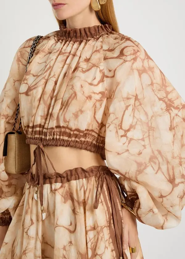 Zimmermann Indra Tie-dye Cropped Ramie Top