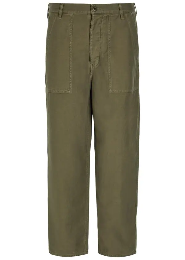NILI LOTAN Earl Straight-leg Cotton Trousers - Olive