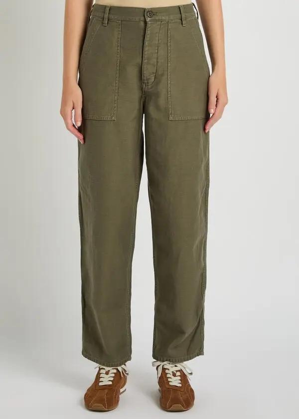 NILI LOTAN Earl Straight-leg Cotton Trousers - Olive