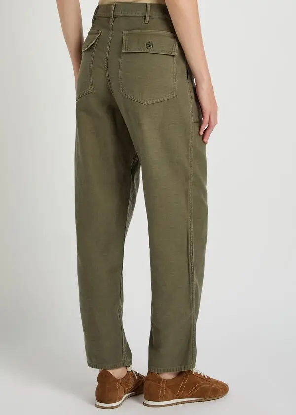 NILI LOTAN Earl Straight-leg Cotton Trousers - Olive