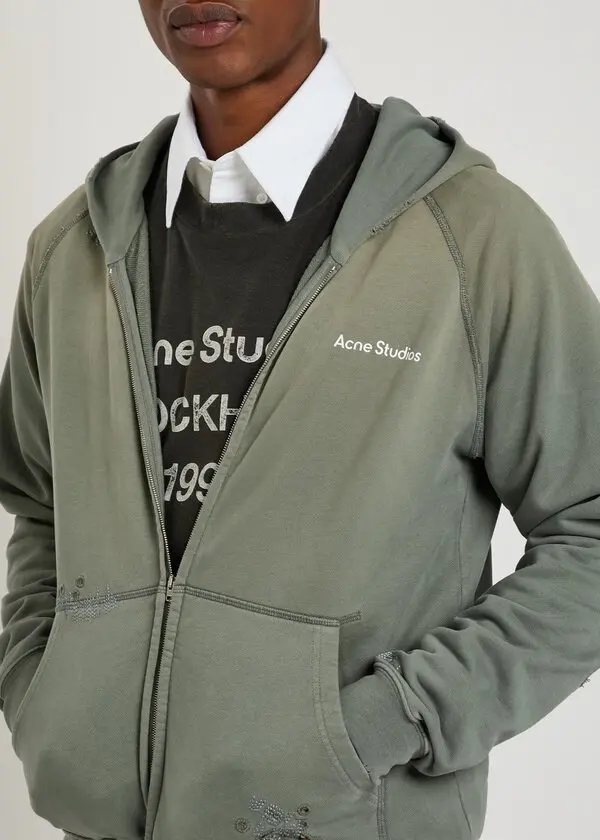 Acne Studios Logo Hooded Zip-through Cotton Sweatshirt