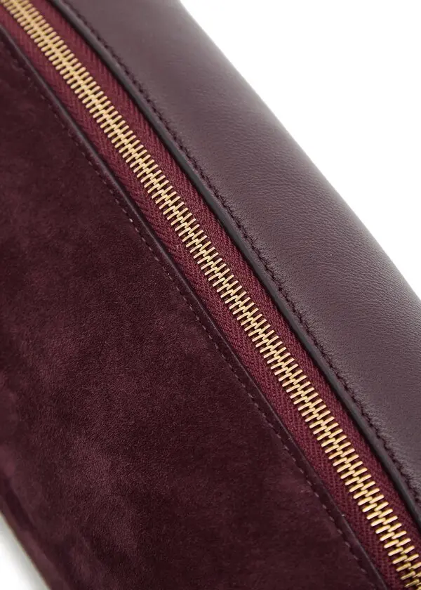 Khaite Kye Mini Suede And Leather Cross-body Bag - Burgundy