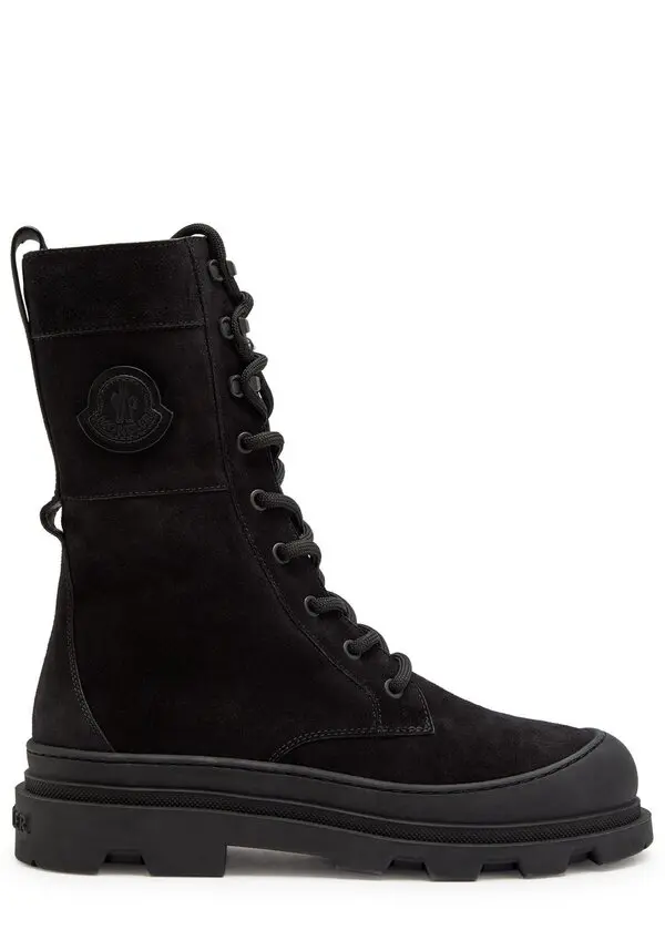 Moncler Vera High Suede Mid-calf Boots - Black