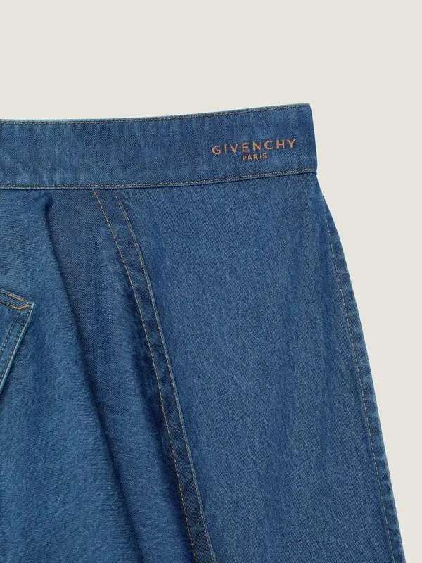 Givenchy Long Asymmetric Skirt In Denim
