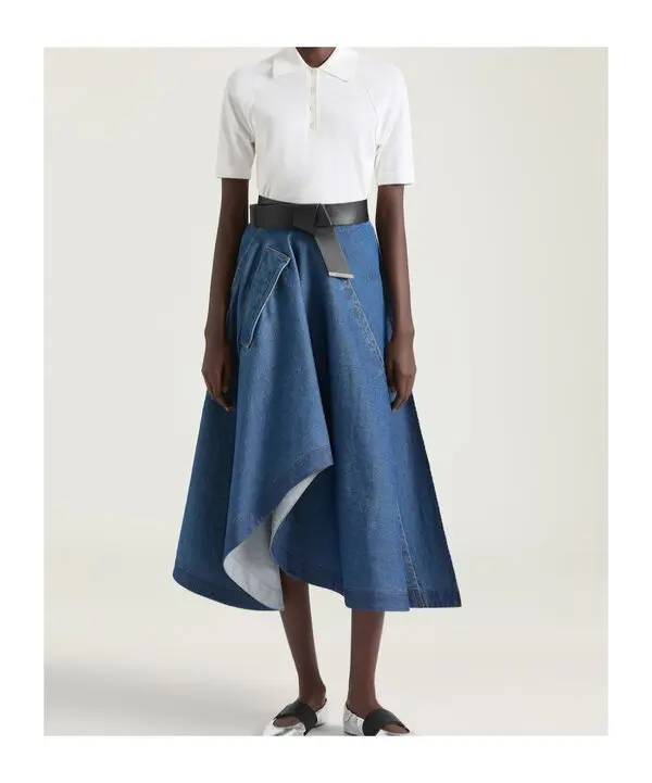 Givenchy Long Asymmetric Skirt In Denim