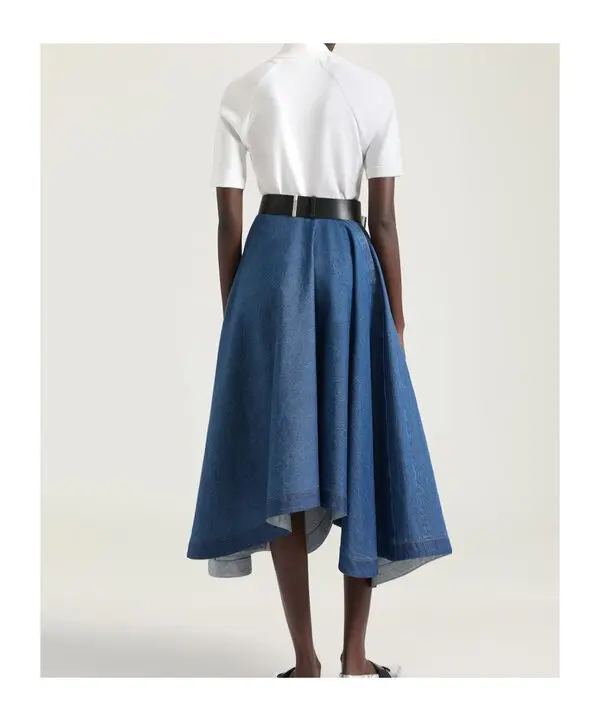 Givenchy Long Asymmetric Skirt In Denim