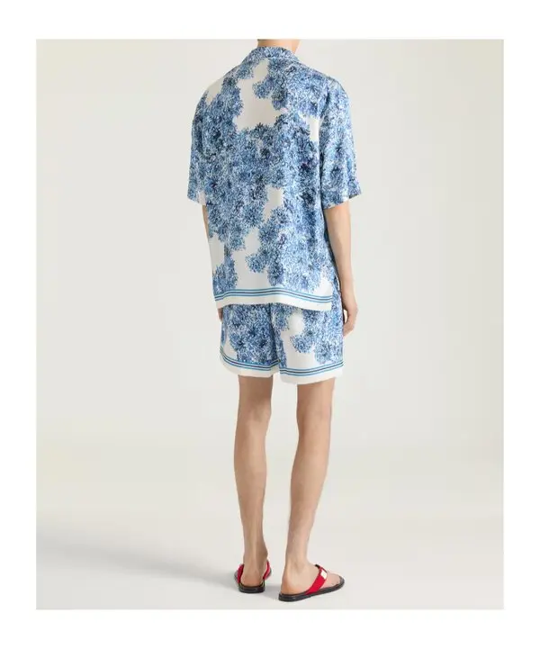 Givenchy Couture Seam Bermuda Shorts In Silk With Pompom Print