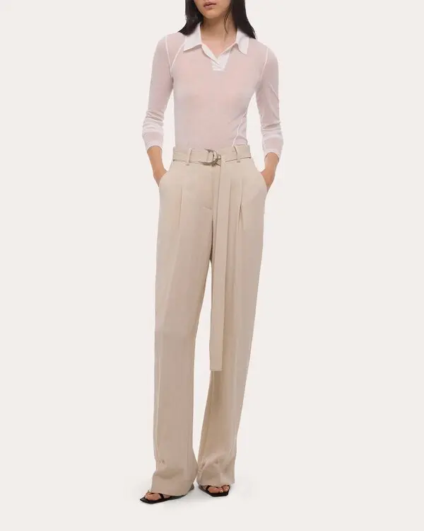 Helmut Lang Pleated Twill Relaxed Trousers