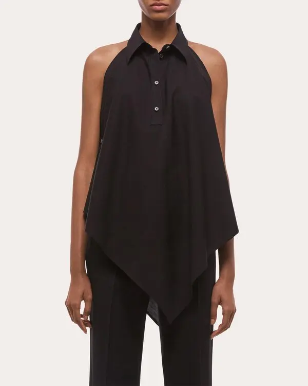 Helmut Lang Poplin Collared Scarf Top