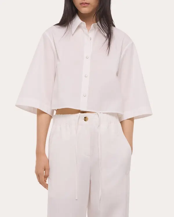Helmut Lang Poplin Cropped Trench Shirt