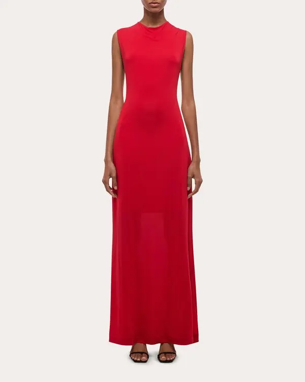 Helmut Lang Jersey Knotted Halter Maxi Dress - Red