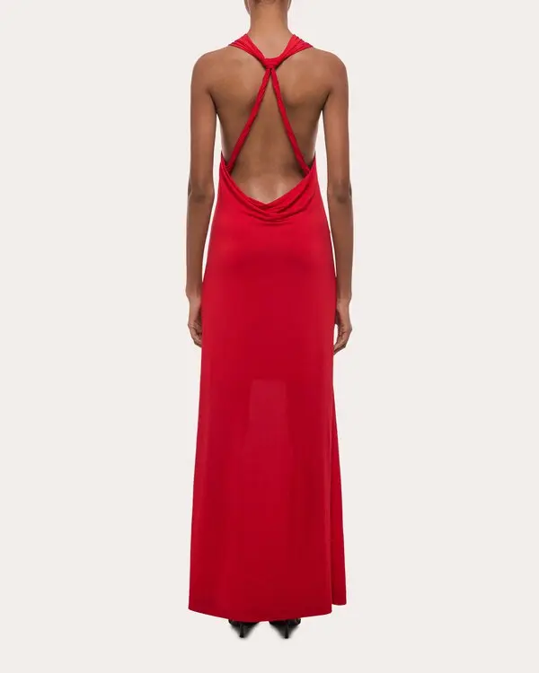 Helmut Lang Jersey Knotted Halter Maxi Dress