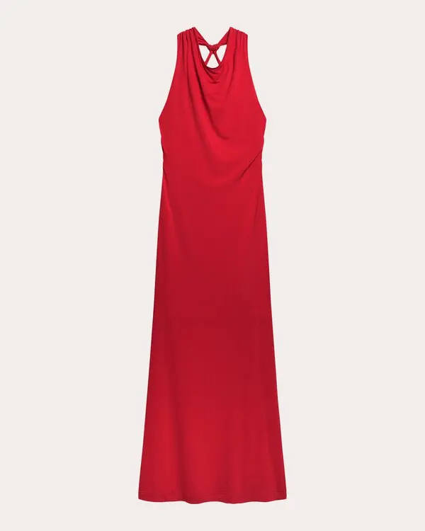 Helmut Lang Jersey Knotted Halter Maxi Dress