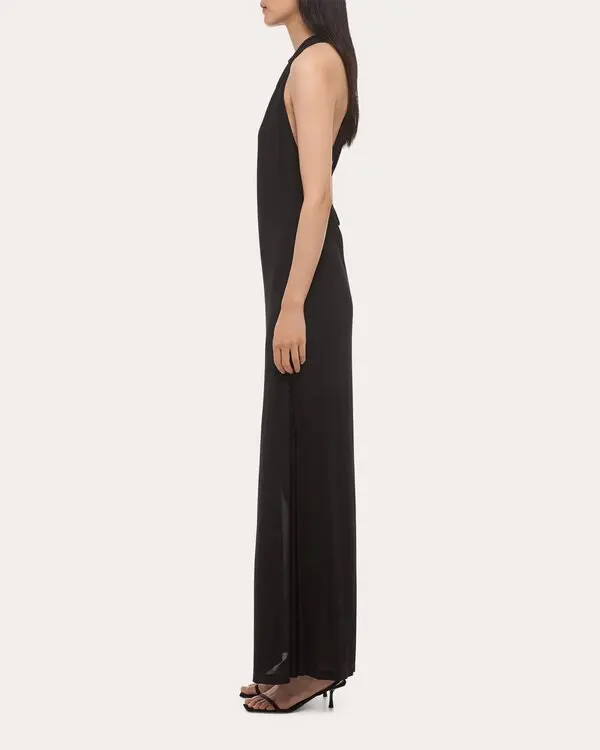 Helmut Lang Jersey Knotted Halter Maxi Dress