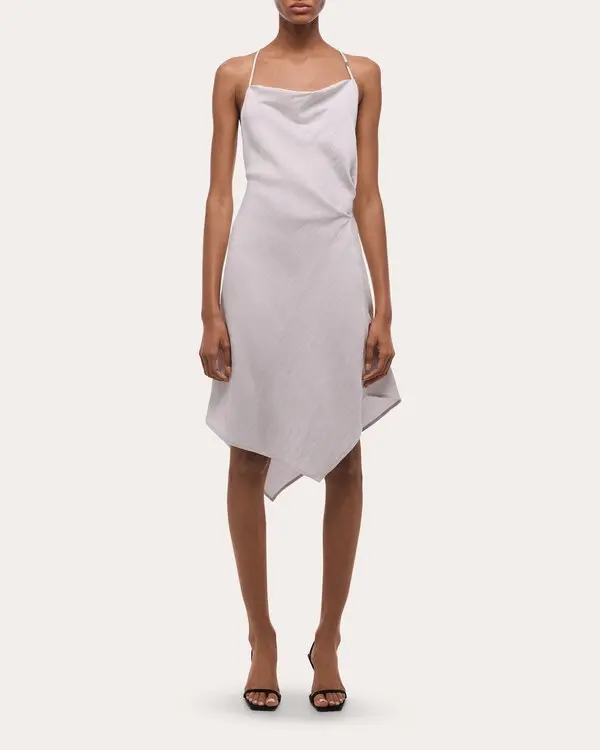 Helmut Lang Twill Knotted Handkerchief Slip Dress - Grey