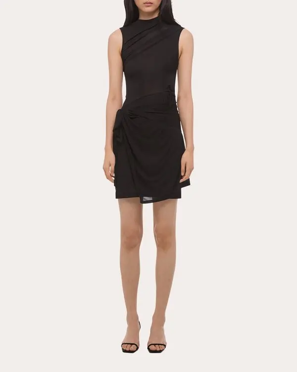 Helmut Lang Gathered Jersey Knotted Mini Dress