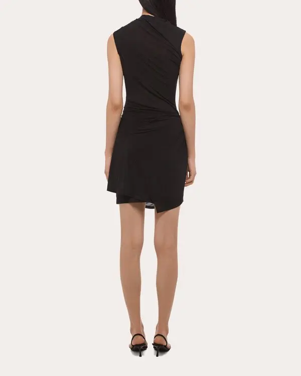 Helmut Lang Gathered Jersey Knotted Mini Dress