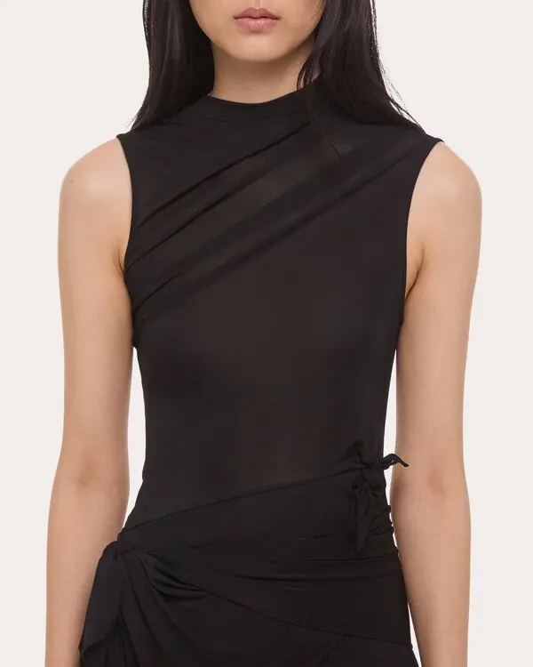 Helmut Lang Gathered Jersey Knotted Mini Dress