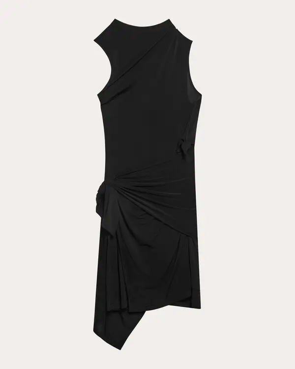 Helmut Lang Gathered Jersey Knotted Mini Dress