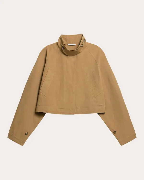 Helmut Lang Cropped Cotton Linen Trench Jacket - Neutral