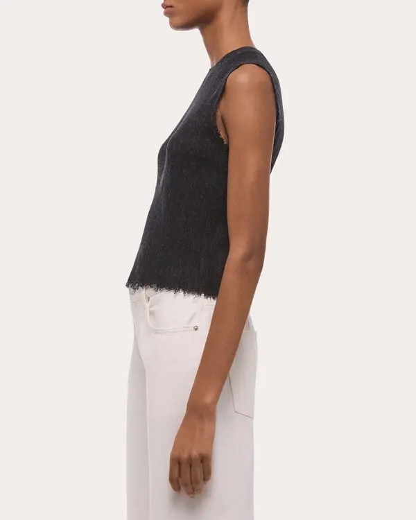 Helmut Lang Sheer Raw-edge Muscle Tank Top