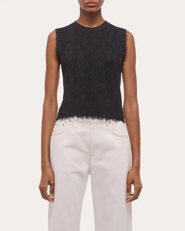 Helmut Lang Sheer Raw-edge Muscle Tank Top