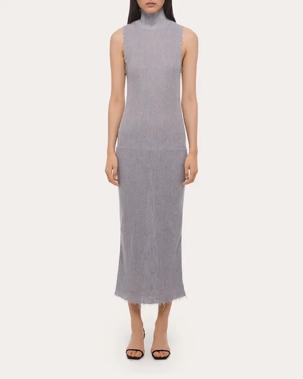 Helmut Lang Sheer Raw-edge Mock Neck Tank Dress
