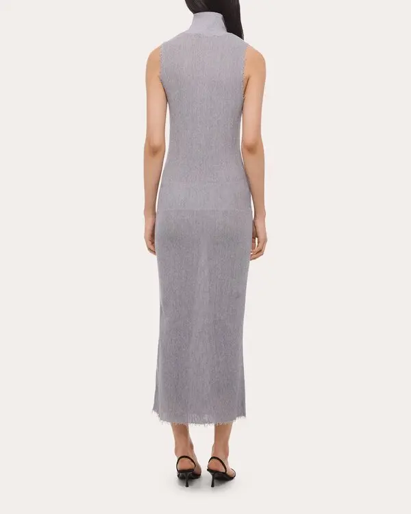 Helmut Lang Sheer Raw-edge Mock Neck Tank Dress