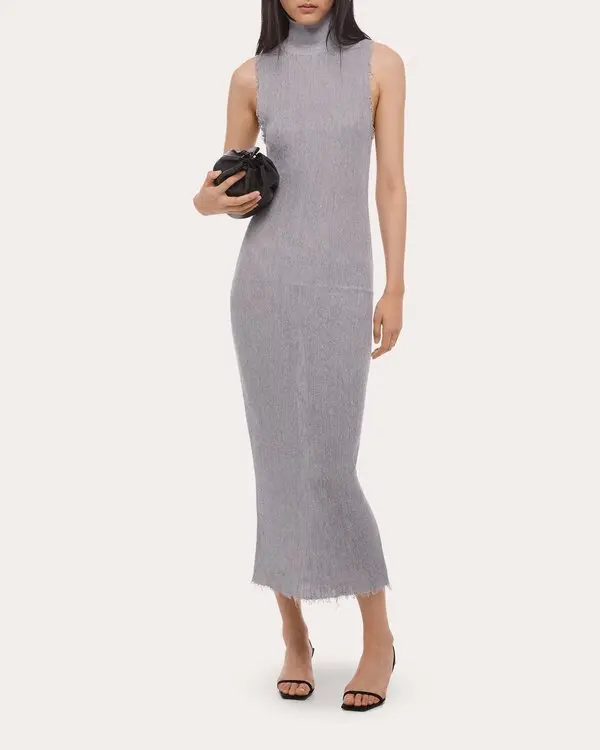 Helmut Lang Sheer Raw-edge Mock Neck Tank Dress