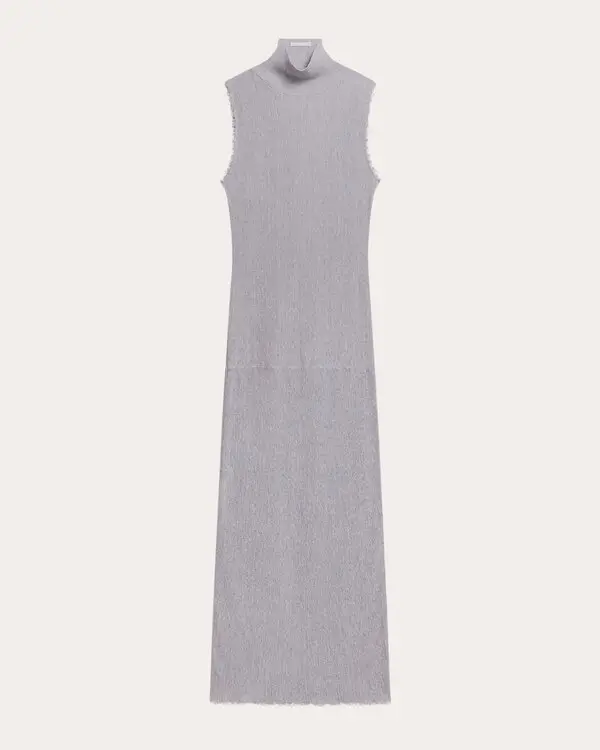Helmut Lang Sheer Raw-edge Mock Neck Tank Dress