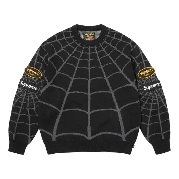 Supreme X Vanson Leathers Spider-man Sweater - Black