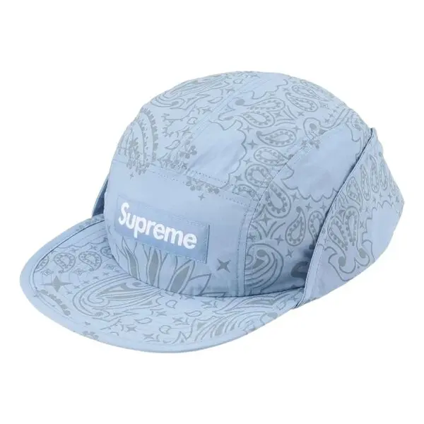 Supreme Reflective Bandana Sunshield Camp Cap - Light Blue