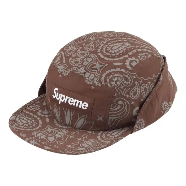 Supreme Reflective Bandana Sunshield Camp Cap - Brown