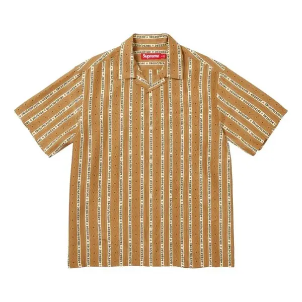Supreme Ss26 Old English Stripe Silk S/s Shirt - Yellow