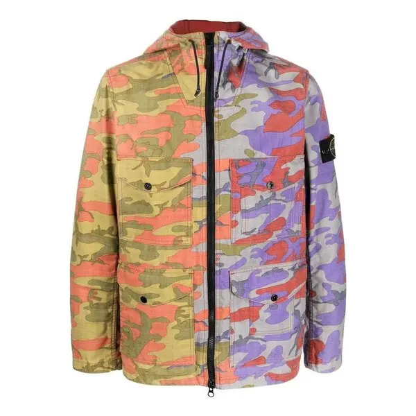Stone Island Hooded Camouflage Jacket - Multi-color