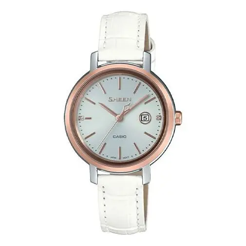 Casio Sheen Analog Quartz Watch With Solar Power And Water Resistance - White