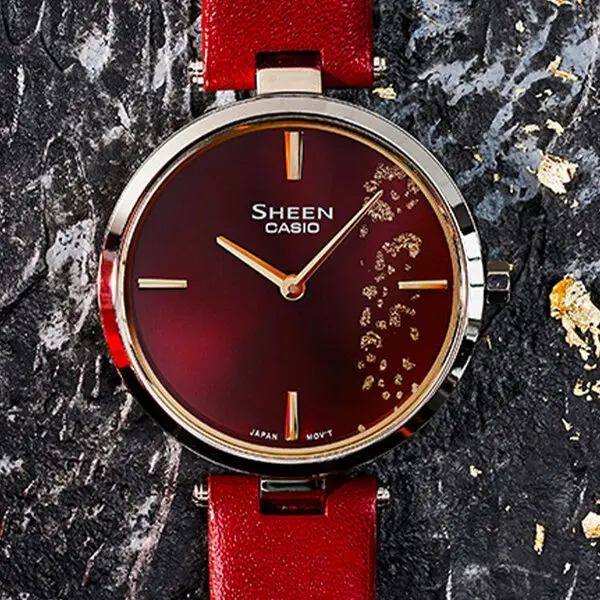 Casio Sheen Sapphire Crystal Analog Watch With Leather Strap