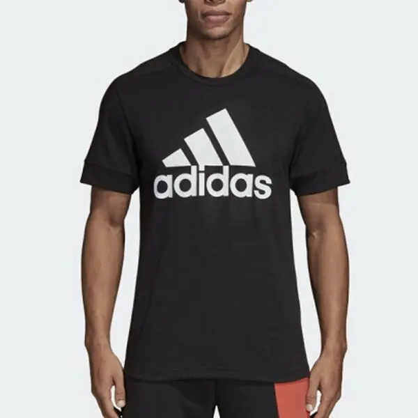 Adidas Large Logo Printing Round Neck Pullover Short Sleeve Black T-shirt