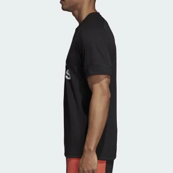 Adidas Large Logo Printing Round Neck Pullover Short Sleeve Black T-shirt