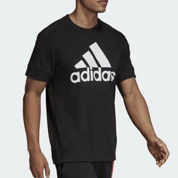 Adidas Large Logo Printing Round Neck Pullover Short Sleeve Black T-shirt