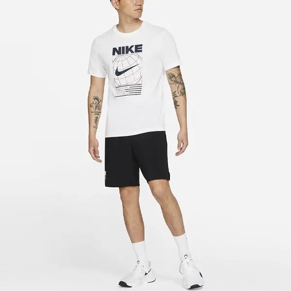 Nike Dri-fit Short Sleeve T-shirt With Geometric Print - White